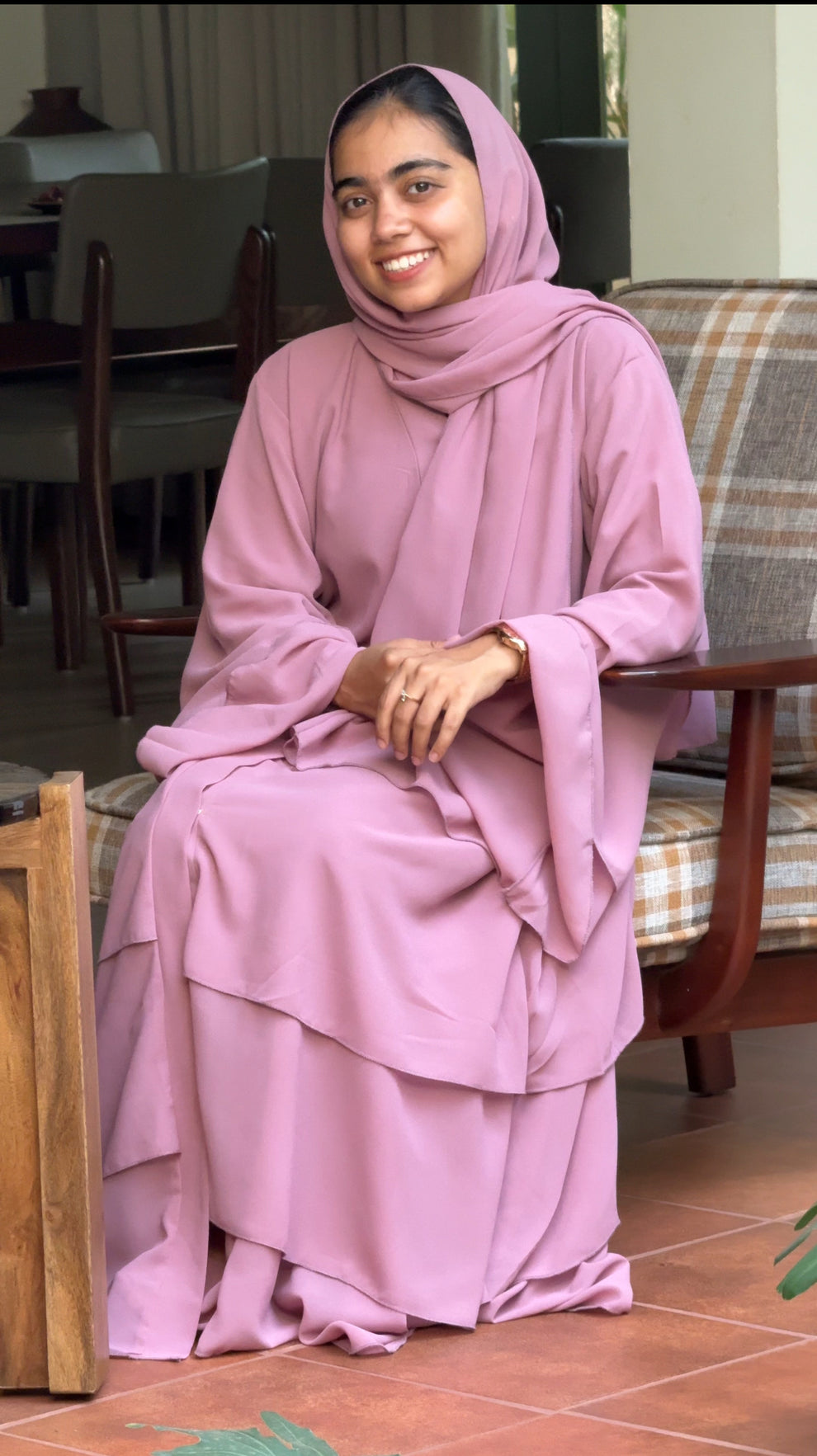 3-Layer Georgette Abaya - Pink – RF Abayas