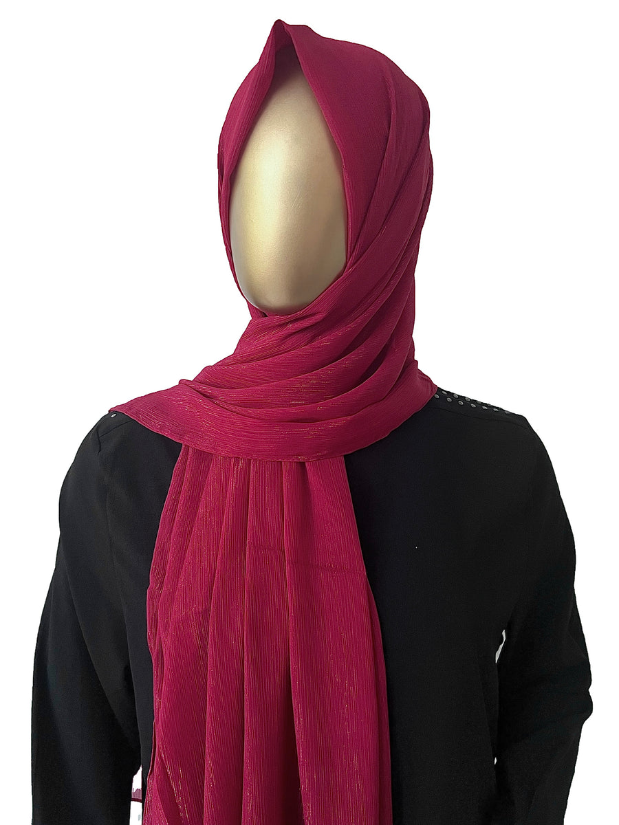 Metallic Silk Shimmer Chiffon Hijab – RF Abayas
